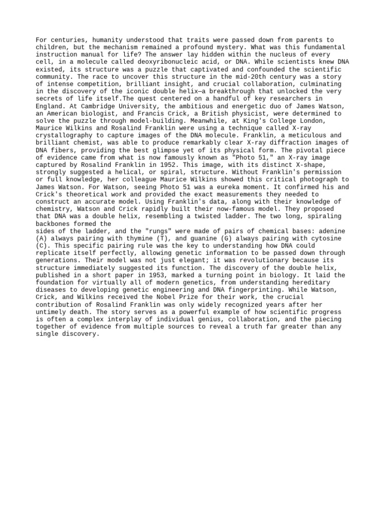 The Double Helix(Colon) Unraveling the Blueprint of Life | PDF ...