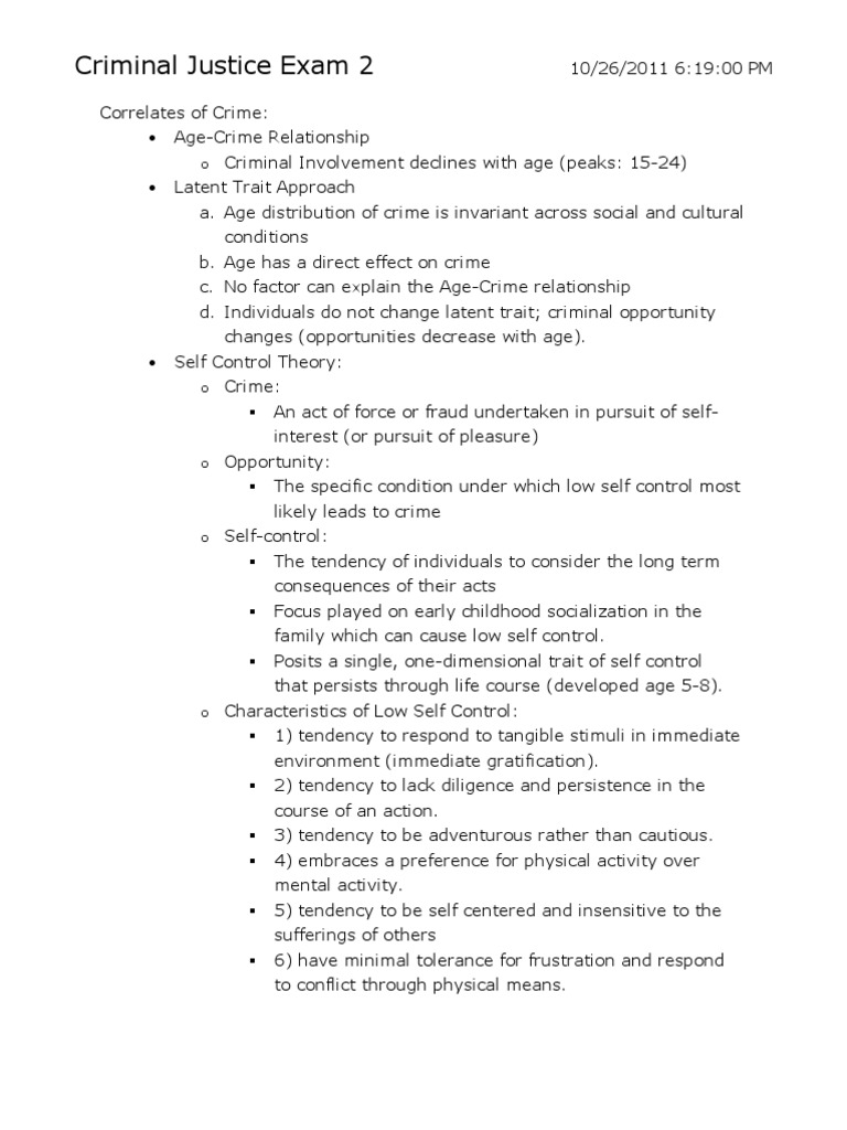 Criminal Justice Exam 2 | PDF | Juvenile Delinquency | Police