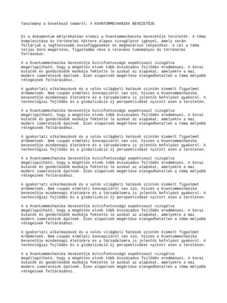 A Kvantummechanika Bevezetője | PDF