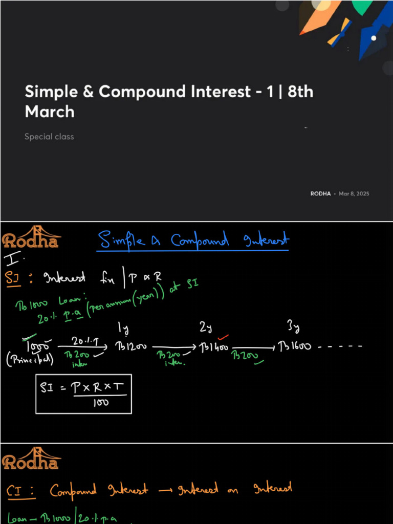 Simple Compound Interest 1 8th March With Anno | PDF