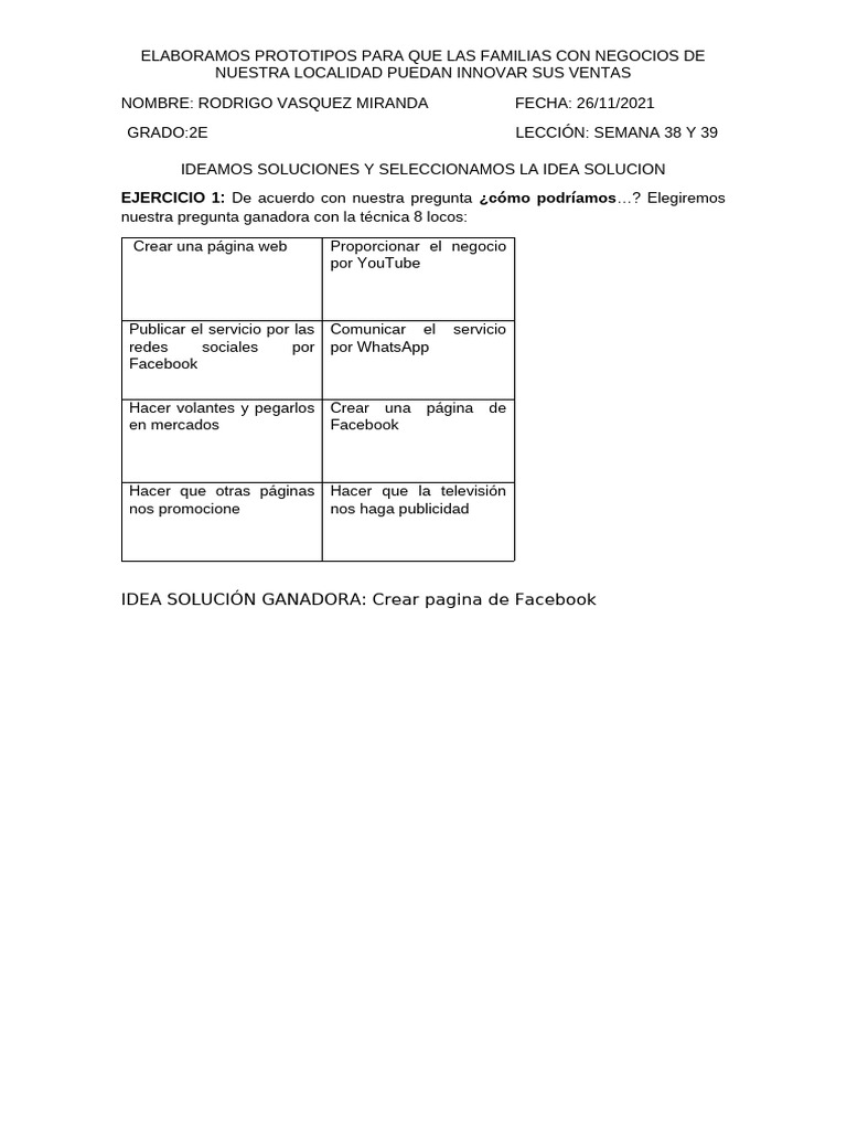 s31 Ideamos Soluciones y Seleccionamos La Idea Solucion | PDF