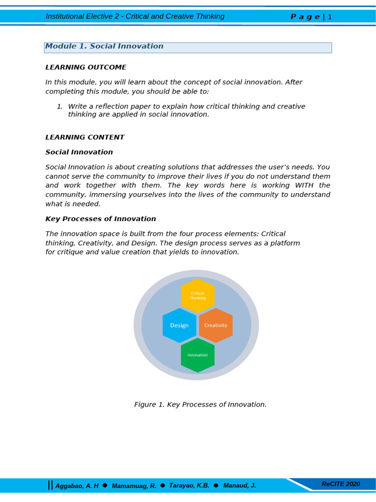 CCT Module 1 Social Innovation | PDF