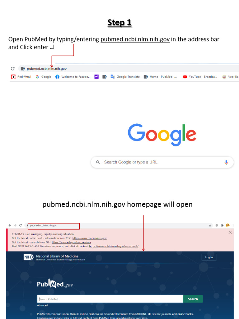 Step 1: Open Pubmed by Typing/Entering Pubmed - Ncbi.Nlm - Nih.Gov in ...