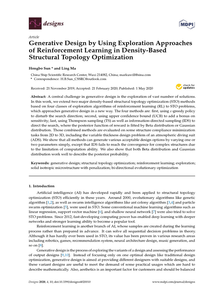 Generative Design by Using Exploration Approaches of Reinforcement Learning in Density-Based ...
