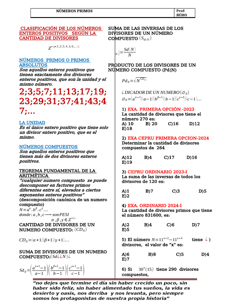 Numeros Primos | PDF | Número primo | Matemáticas recreativas