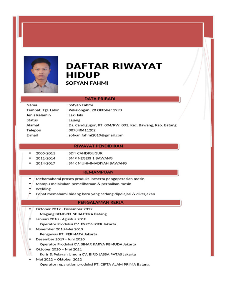 CV Sofyan | PDF
