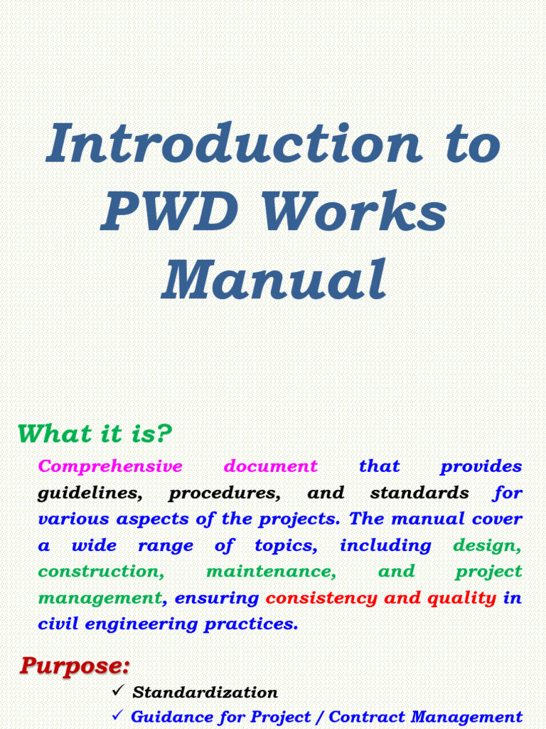 PWD Works Manual Overview 2025 | PDF | Quality Assurance | Green Building