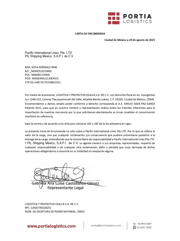Carta de Encomienda para Importación | PDF