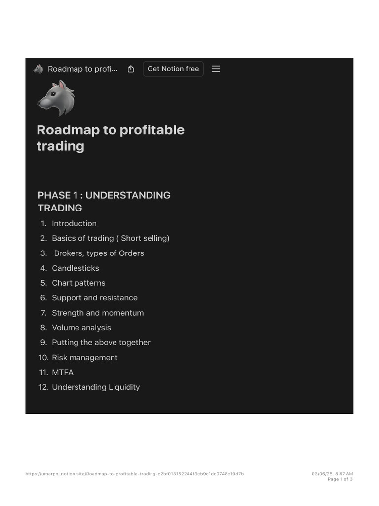 ? Roadmap To Profitable Trading | PDF