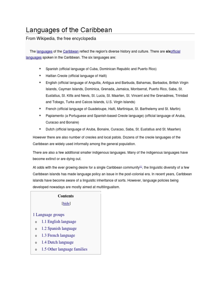 Languages of The Caribbean | PDF | Caribbean | Linguistics