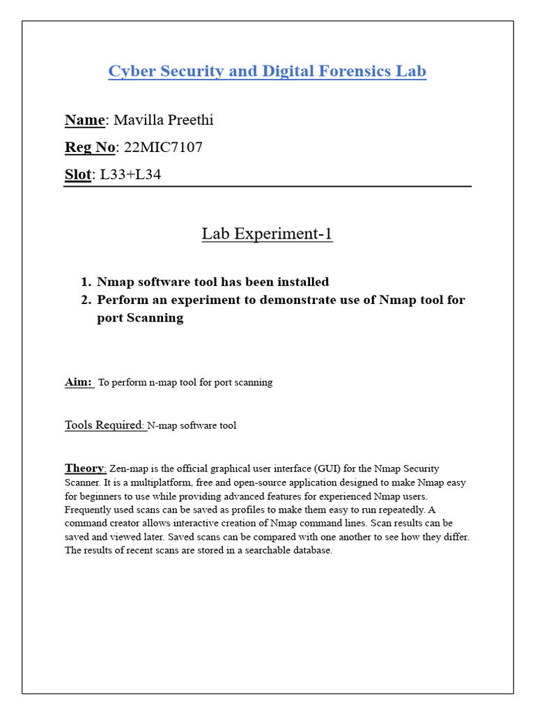 Cyber Security and Digital Forensics Lab | PDF | Network Topology ...