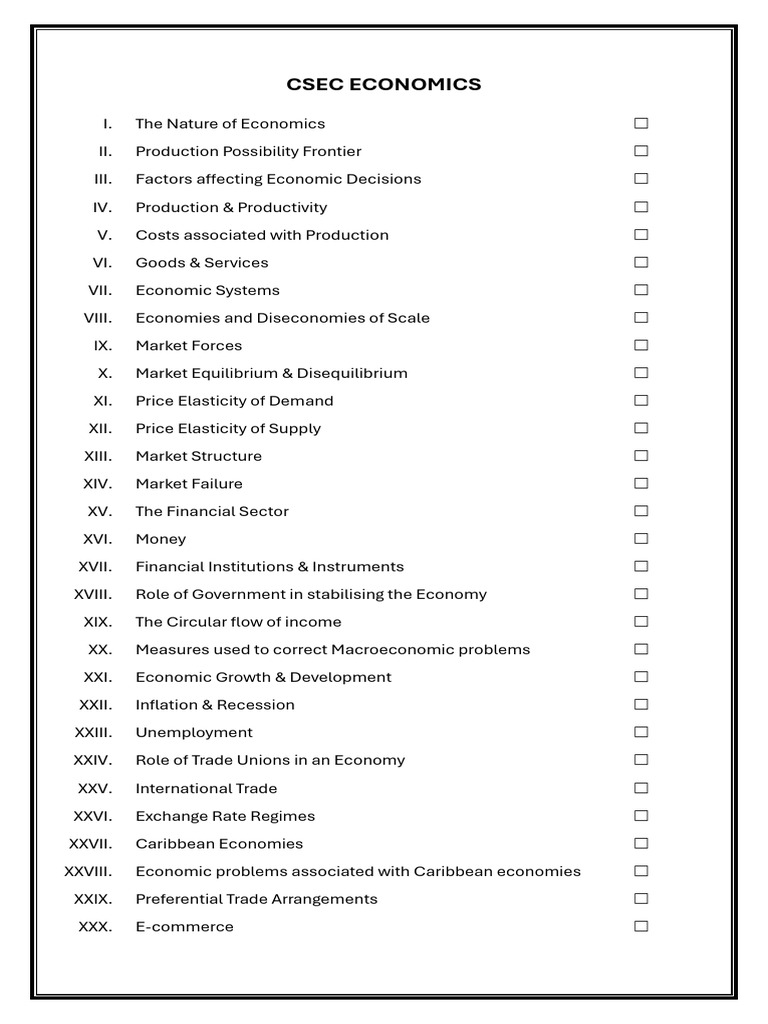 CSEC Economics Overview and Topics | PDF