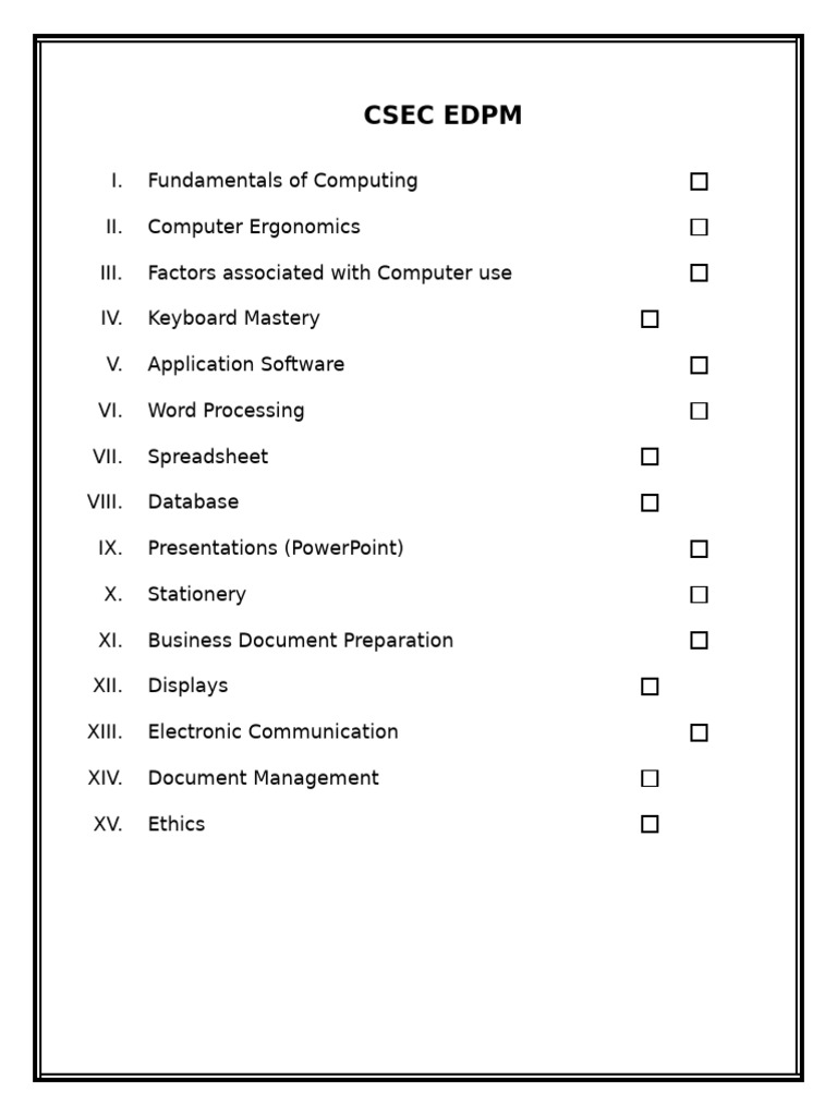CSEC EDPM Topic Listing | PDF