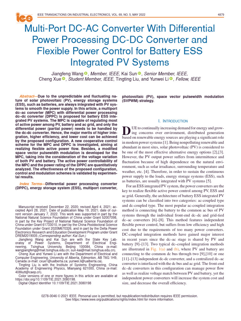 Multi-Port DC-AC Converter With Differential Power Processing DC-DC ...
