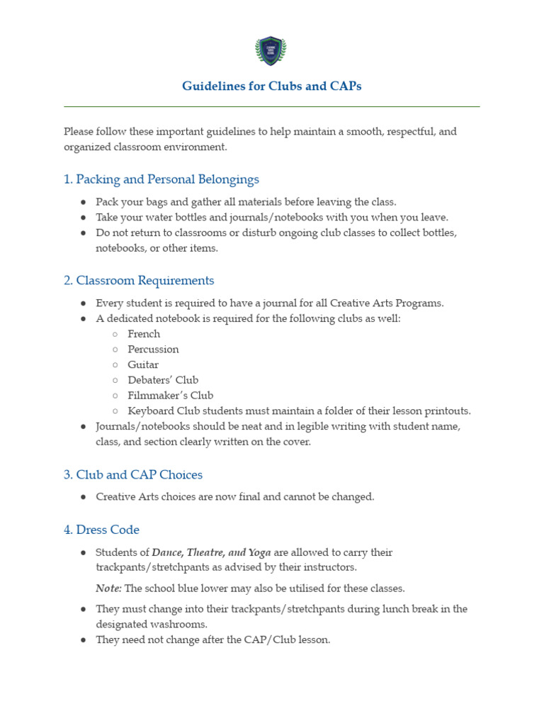 Club and CAP Guidelines for Students | PDF