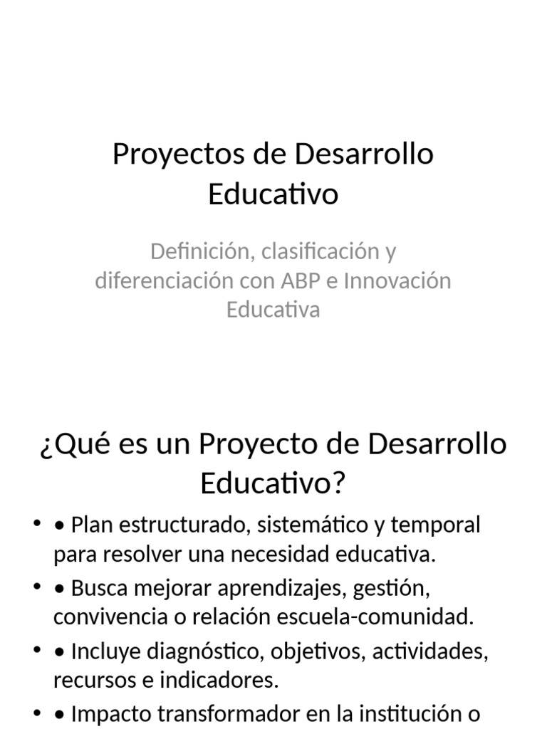 Proyectos Desarrollo Educativo | PDF