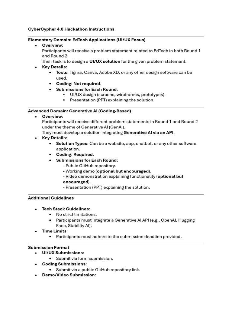 CyberCypher 4.0 Hackathon Guide | PDF | Educational Technology ...