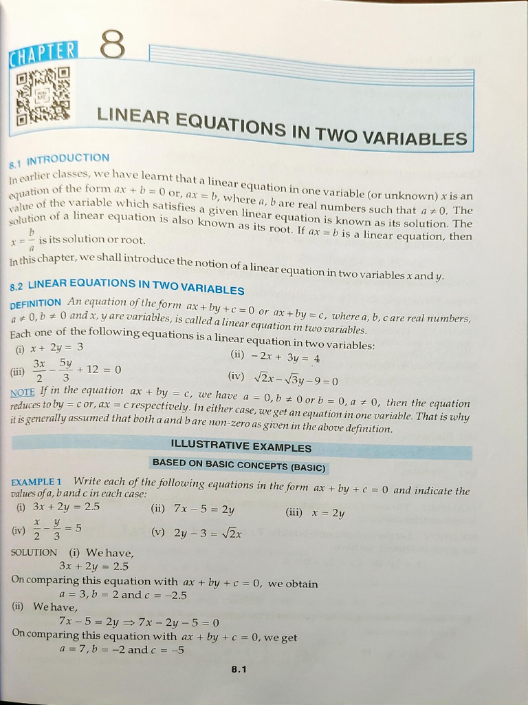 RD Sharma Class 9 Linear Equation in Two Variable | PDF