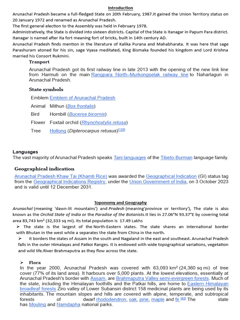 Arunachal Pradesh Bittu File L | PDF