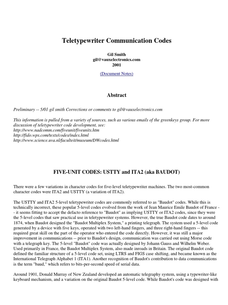 Smith Teletype Codes | PDF | Business