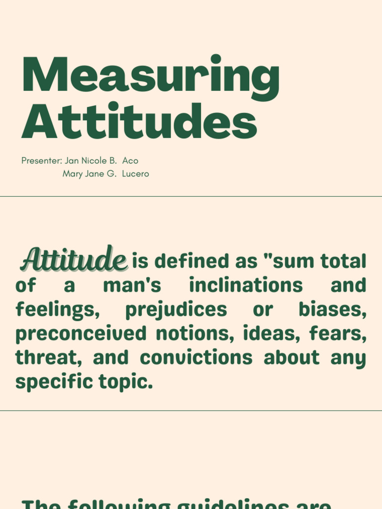 Measuring Attitudes - Jan Nicole Aco & Mary Jane Lucero | PDF | Likert ...