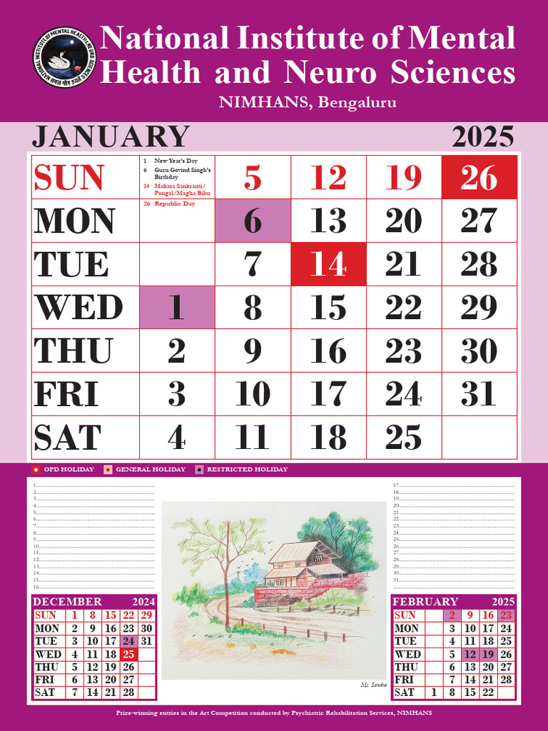Nimhans Calendar 2025 | PDF | Hindu Worship | Religious Festivals