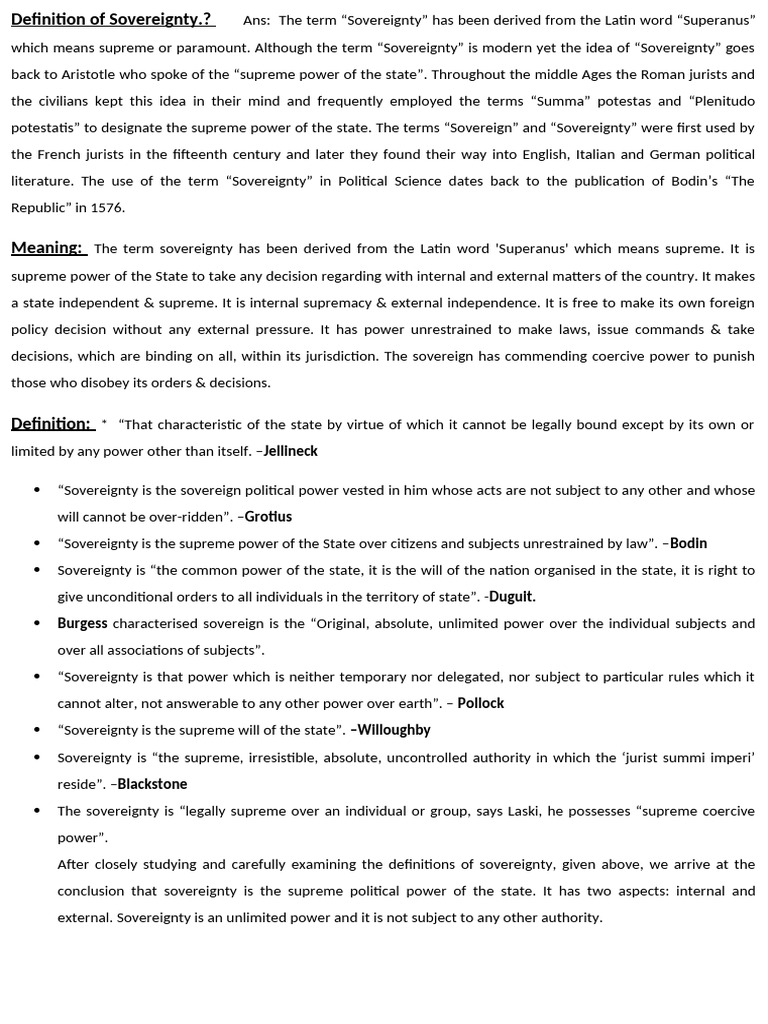 Definition and Meaning of Sovereignty | PDF | Sovereignty | Justice