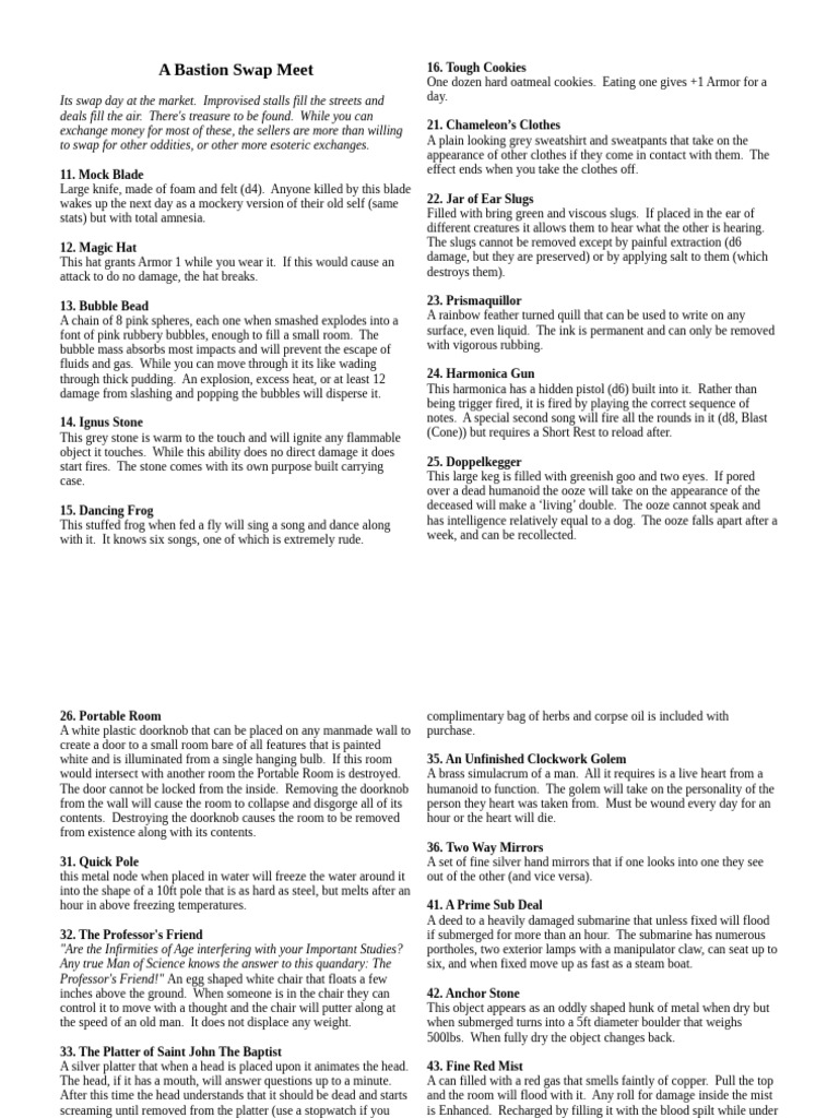 Bastion Swap Meet | PDF