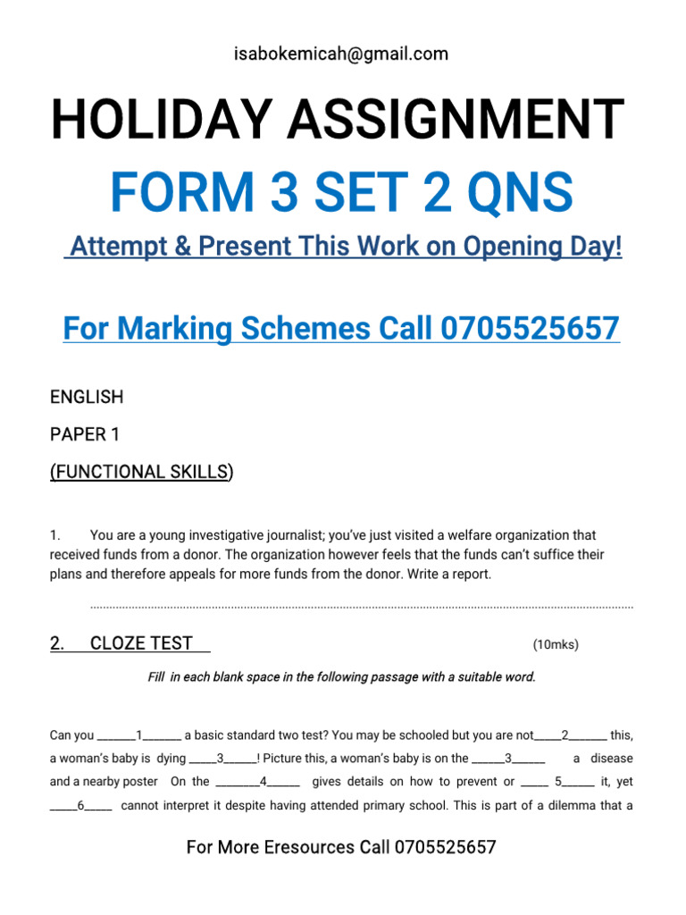 Form 3 Set 2 QNS | PDF