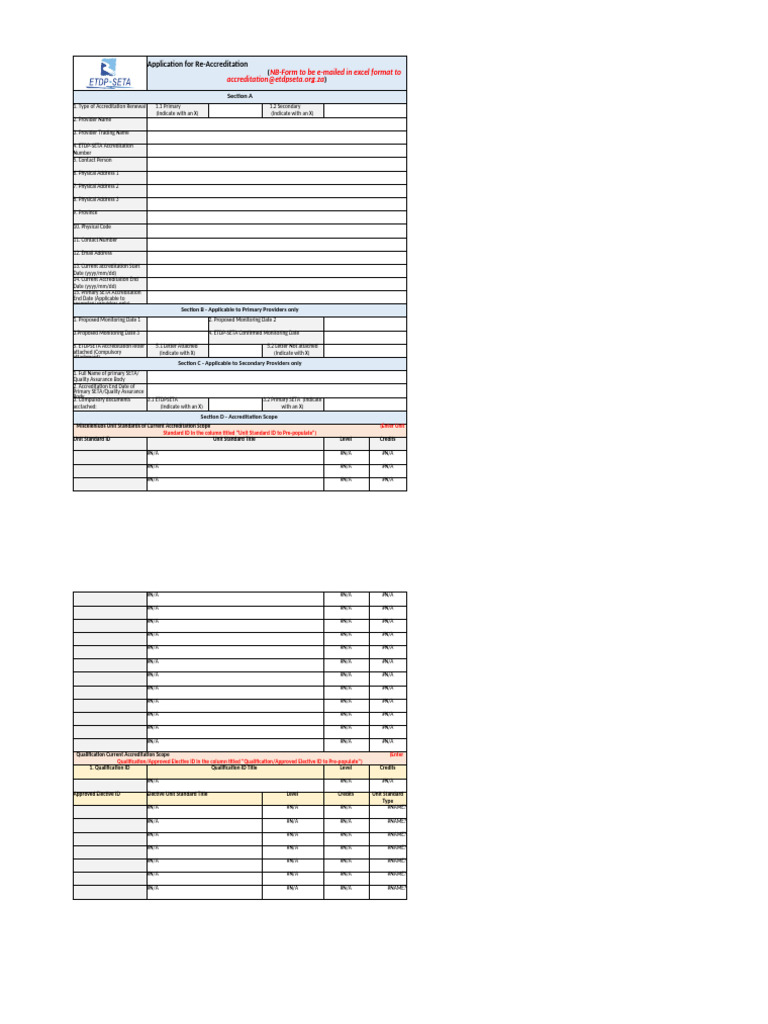 ETDP-SETA Accreditation Application Guide | PDF