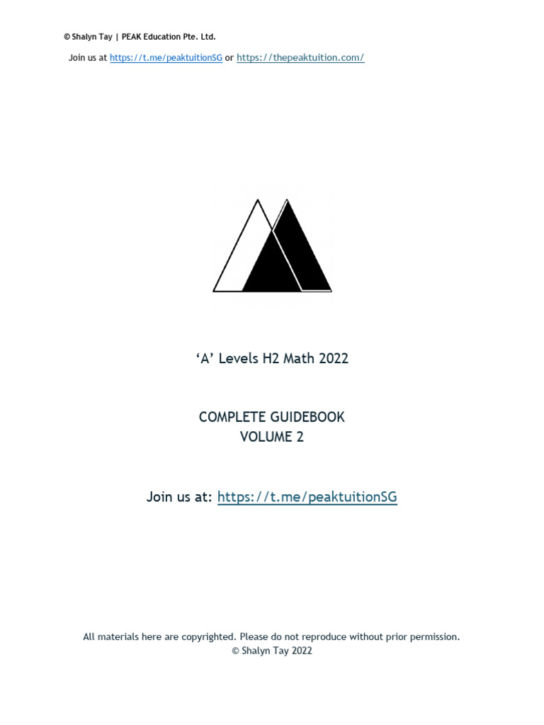 (H2 Math) PEAK Guidebook Volume 2 | PDF | Complex Number | Zero Of A ...