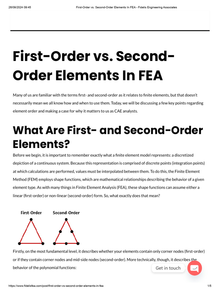 First vs. Second Order Elements in FEA | PDF | Finite Element Method ...