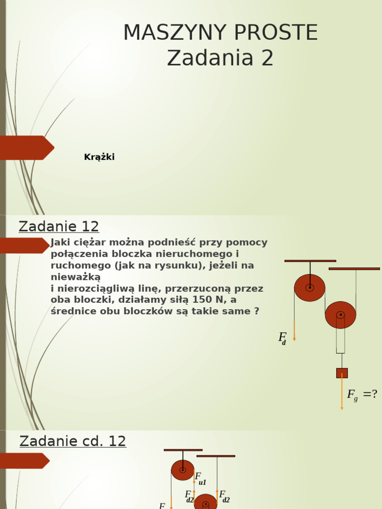 1.2. Maszyny Proste Zadania - Krążki | PDF