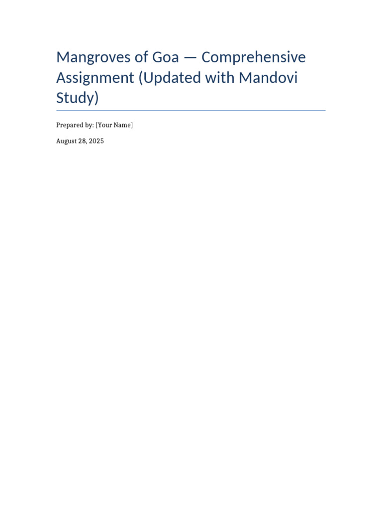 Mangroves of Goa Assignment With Embedded Images | PDF | Mangrove | Estuary