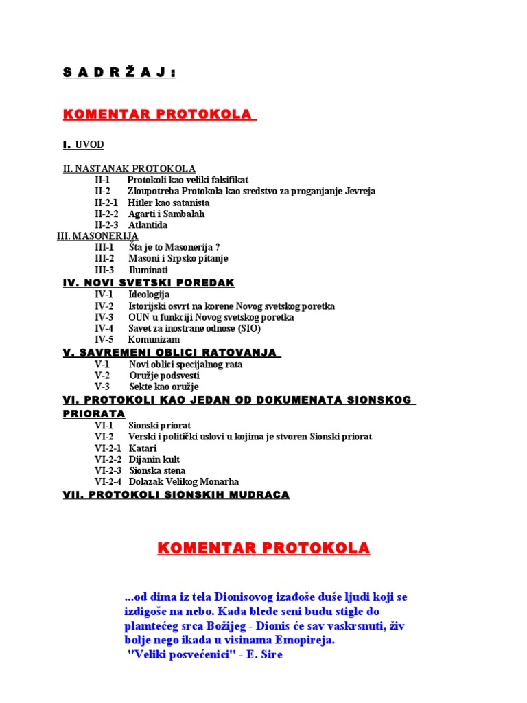 Protokoli Sionskih Mudraca | PDF