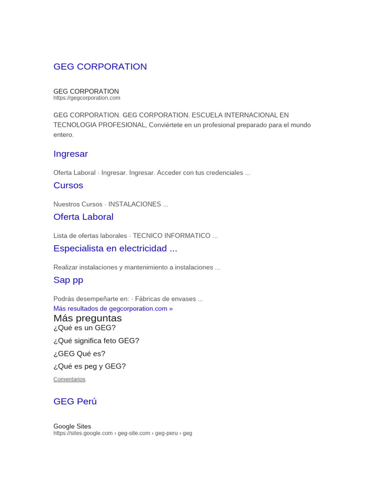 GEG Corporation: Escuela Internacional de Tecnología | PDF