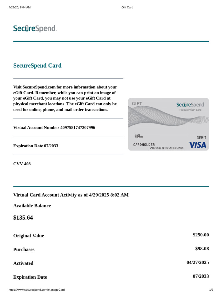 Gift Card | PDF