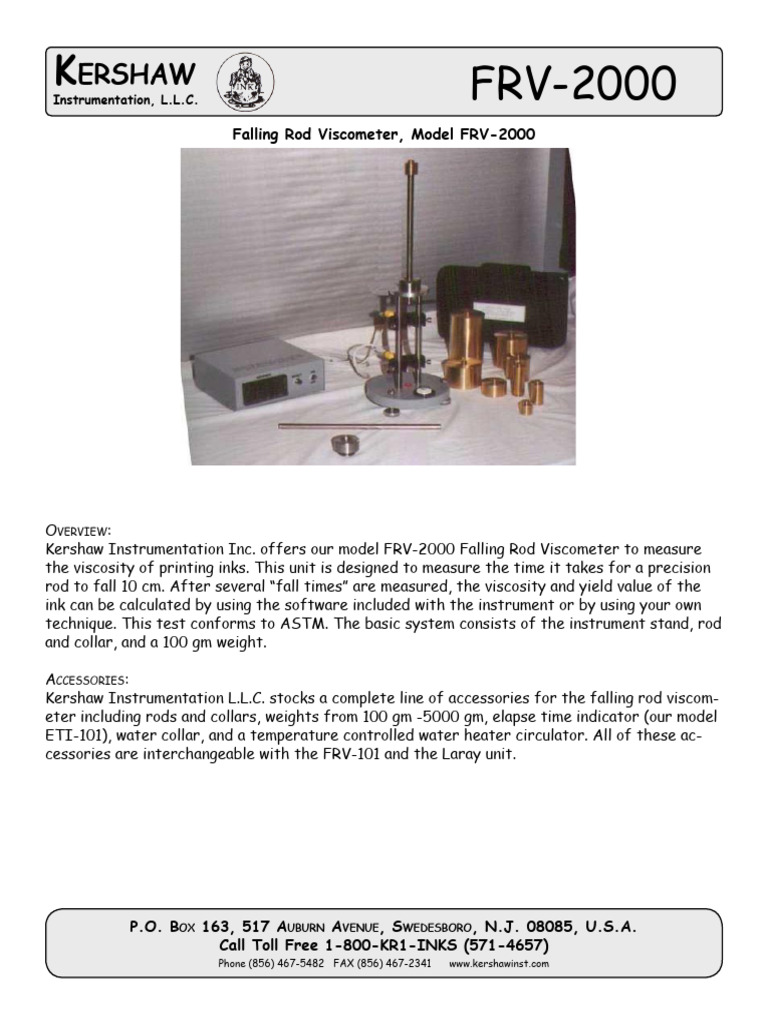 FRV-2000 Falling Rod Viscometer | PDF