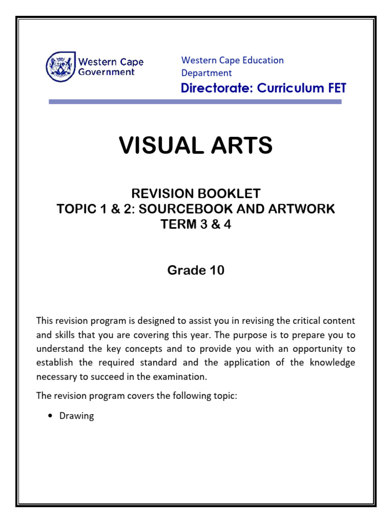 Grade 10 Visual Arts Revision Guide | PDF | Drawing | Pastel