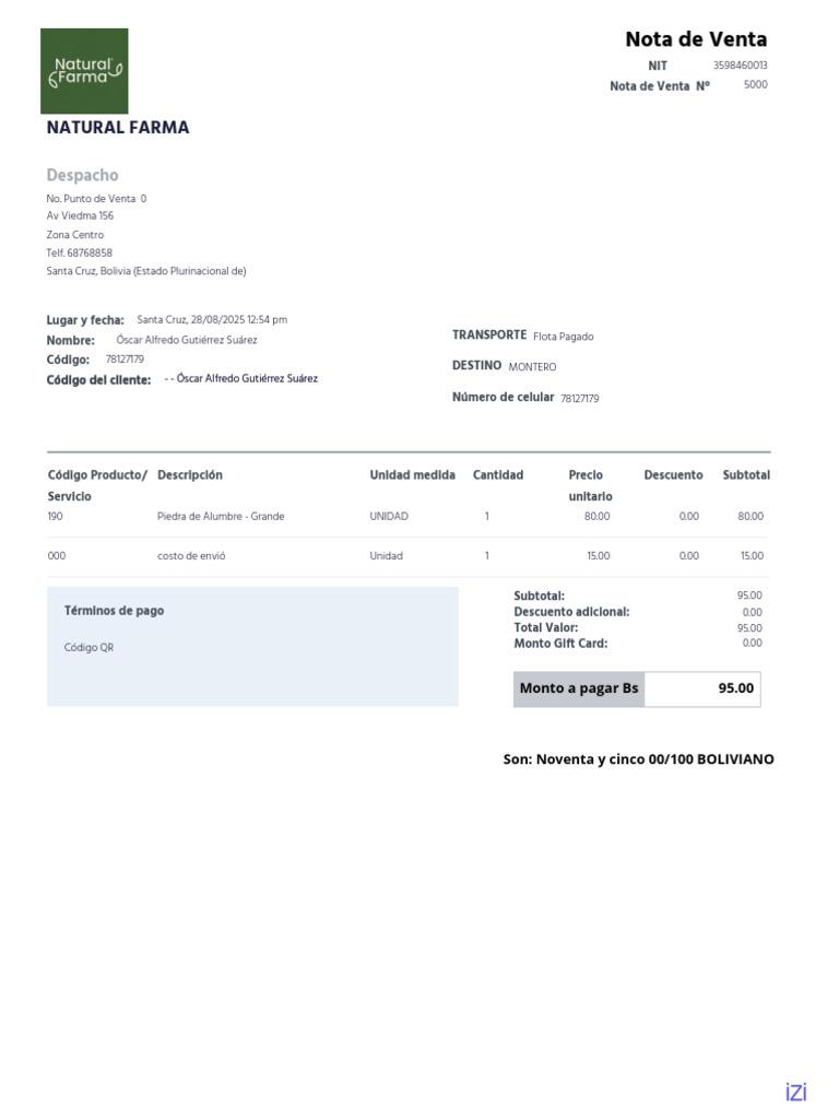 Natural Farma Recibo 460677eb 747c 4fae A993 Ffdccce1f1fb | PDF