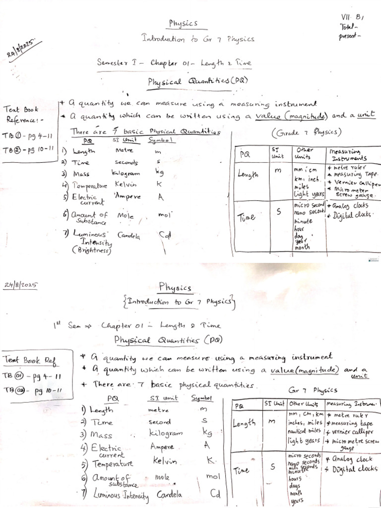 Physics GR 7 - Chapter 1 - Physical Quan | PDF