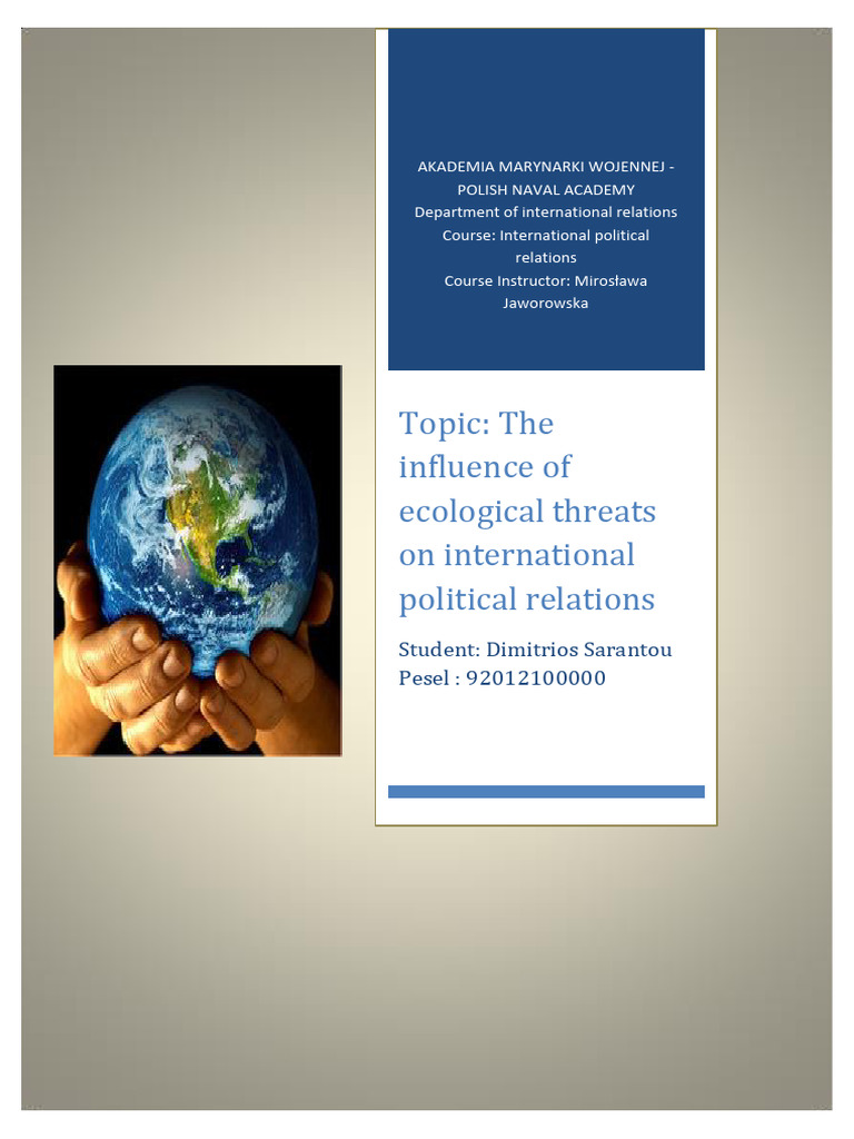 The Influence of Ecological Threats On International Political ...