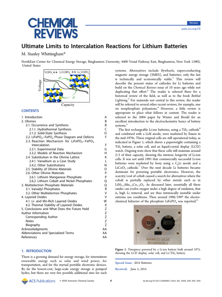 Whittingham CR 2014 | PDF | Lithium Ion Battery | Salt (Chemistry)