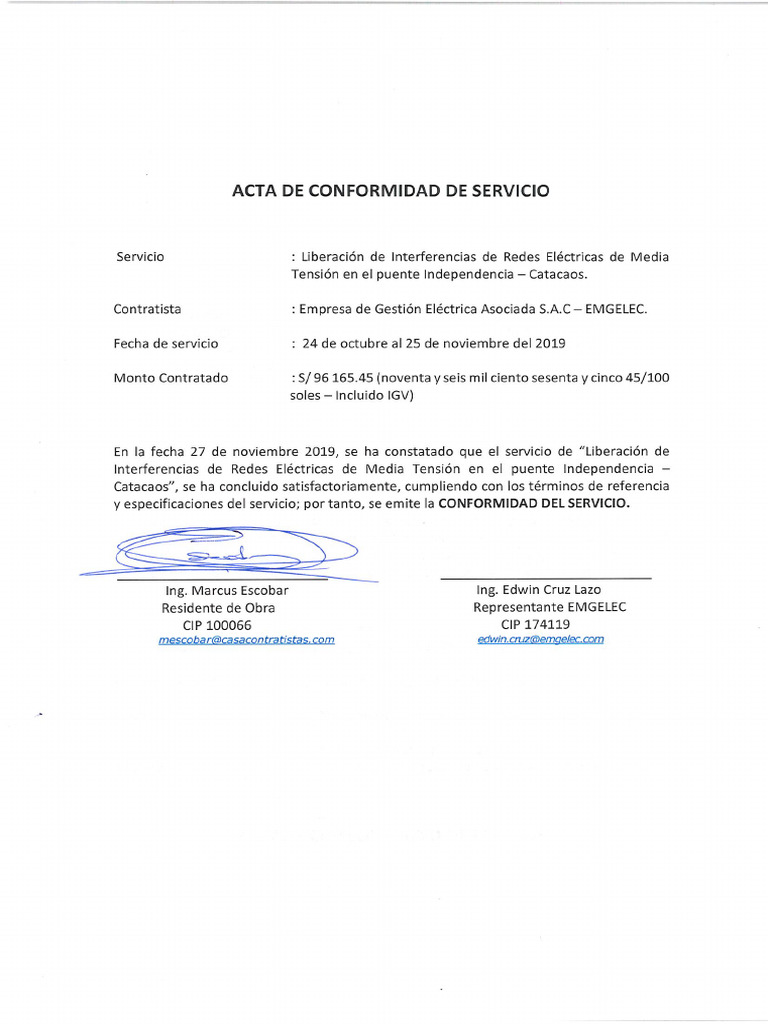 Acta de Conformidad | PDF