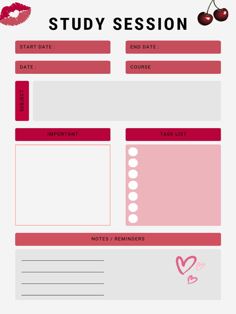 Elegant Colorful Study Session Planner | PDF