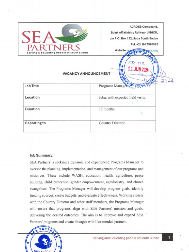 SEA-Partners VACANCY ProgramsManager | PDF