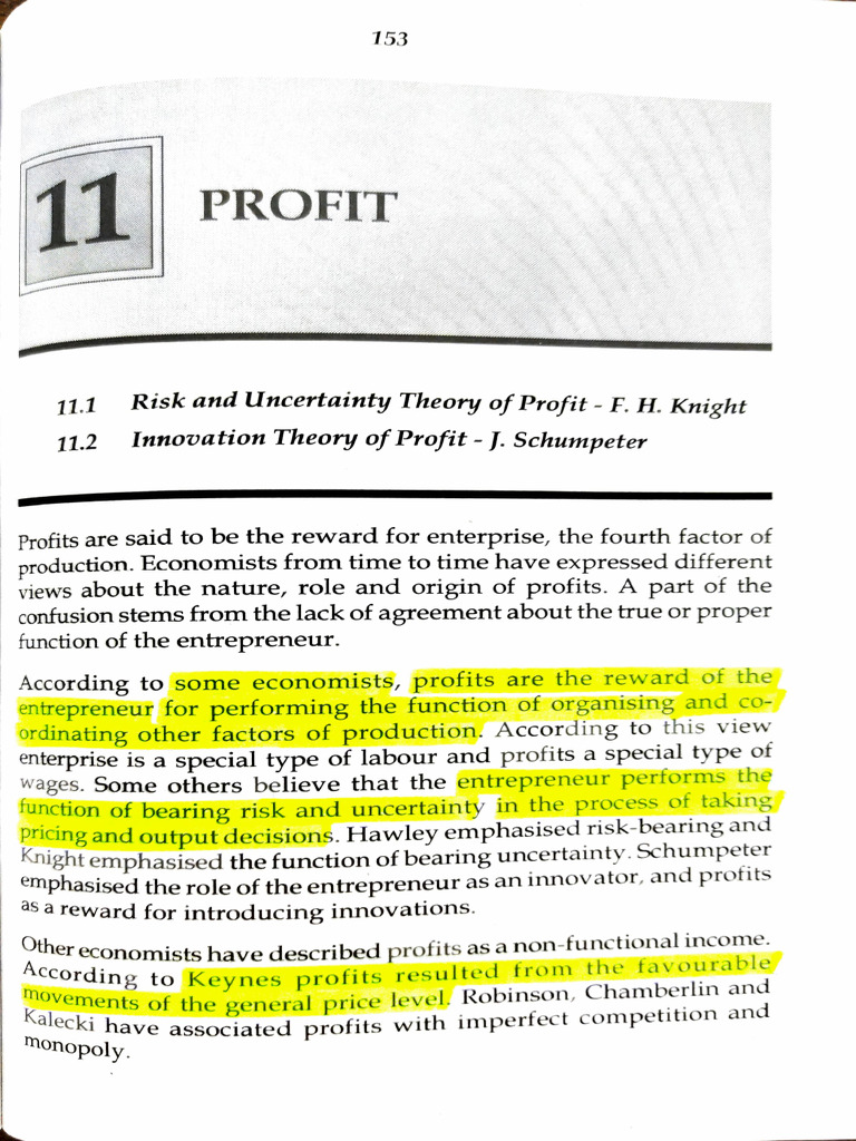 Risk and Uncertainty in Profit Theory | PDF | Entrepreneurship | Profit ...