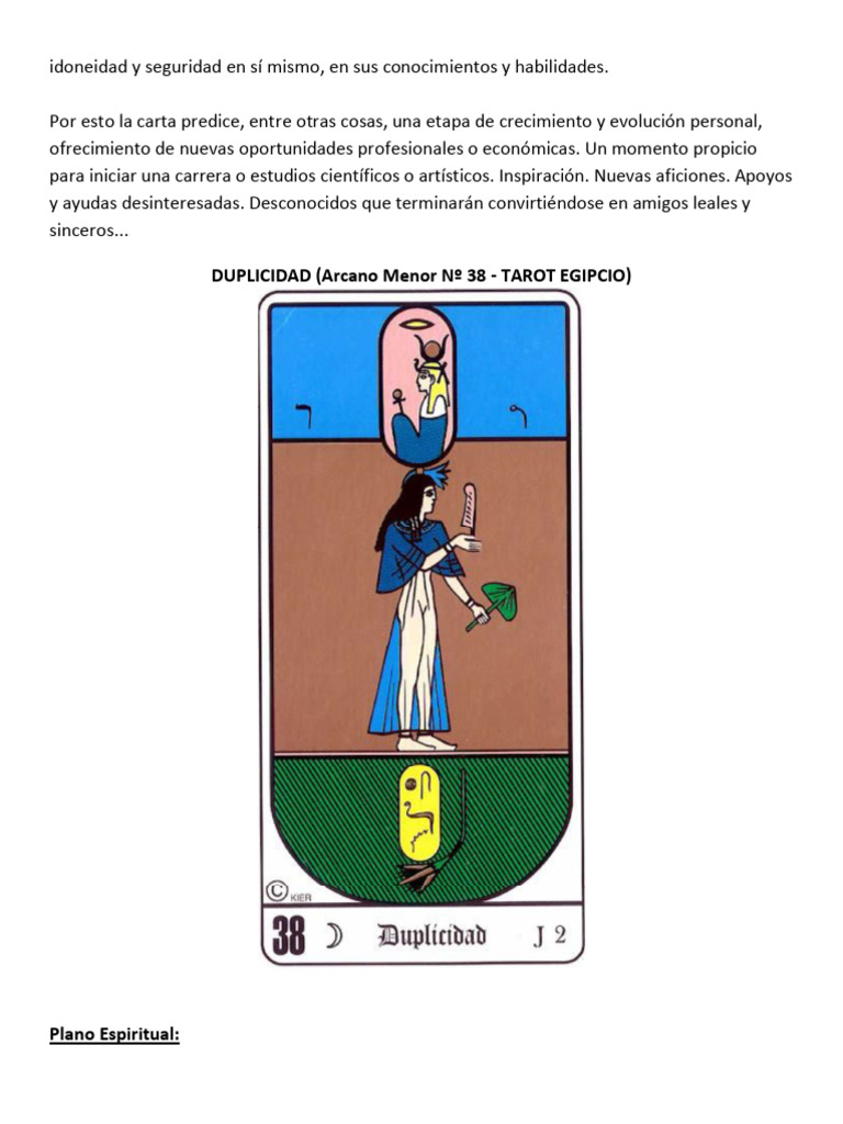 Duplicidad en el Arcano 38 del Tarot Egipcio | PDF | Virtud | Amor