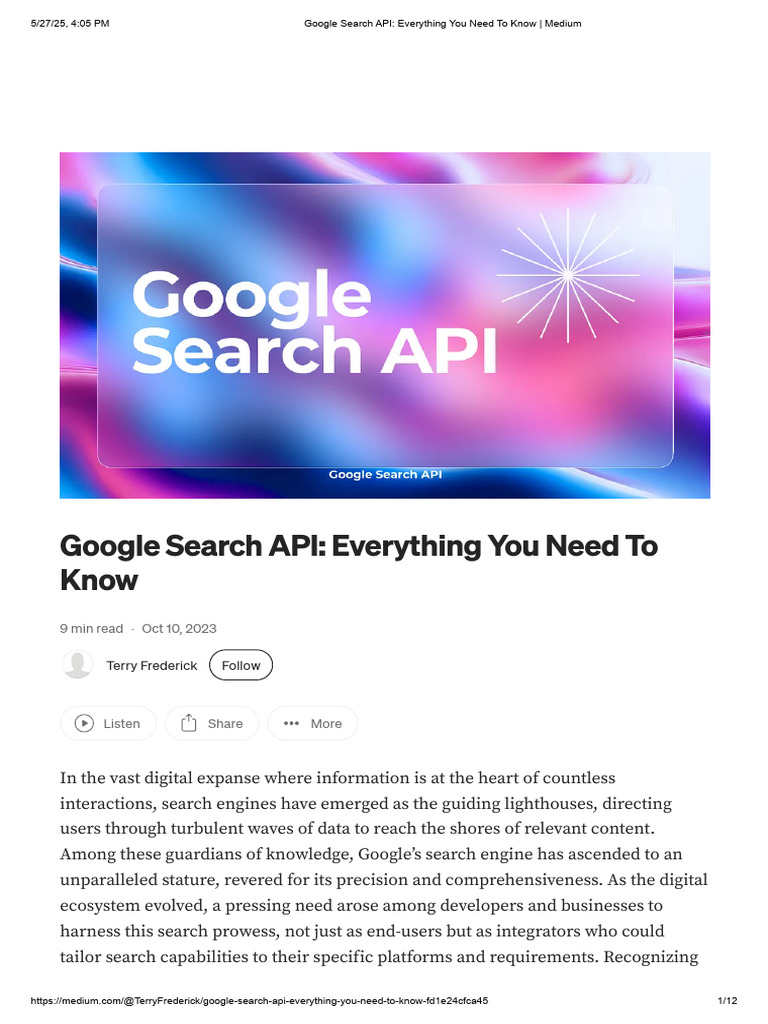 Google Search API_ Everything You Need To Know _ Medium | PDF | Json | World Wide Web