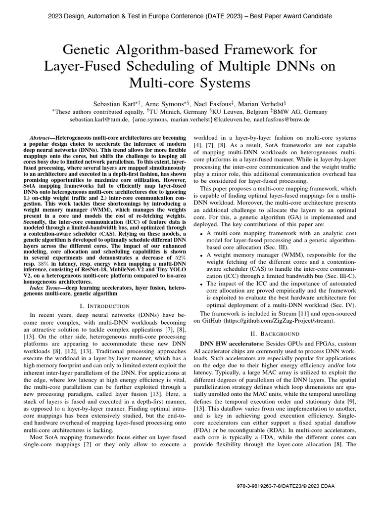 Genetic Algorithm for Layer-Fused DNNs | PDF | Deep Learning | Parallel Computing